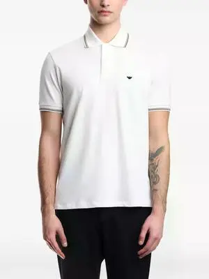 Emporio Armani Slim Fit Polo In Stretch Cotton Pique - White