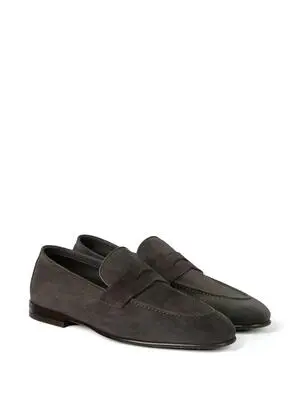 Brunello Cucinelli Suede Penny Loafers - Brown