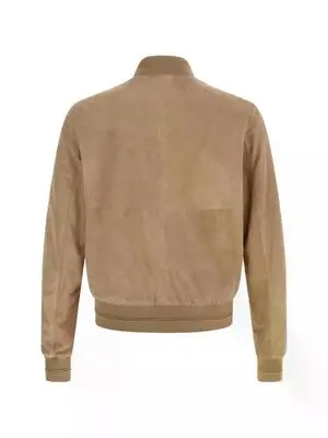 Pal Zileri Ribbed High Neck Suede Jacket