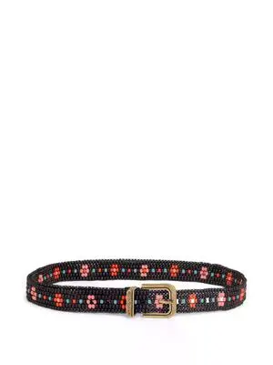 Etro Beaded Floral Belt - Black