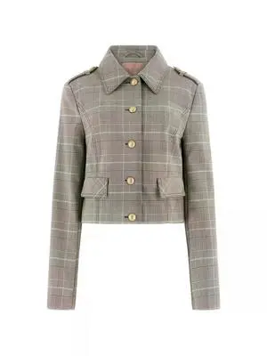 Guess Checked Cropped Jacket - Neutrals