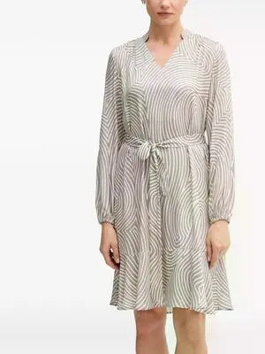 MARC AUREL Striped Tie Belt Dress