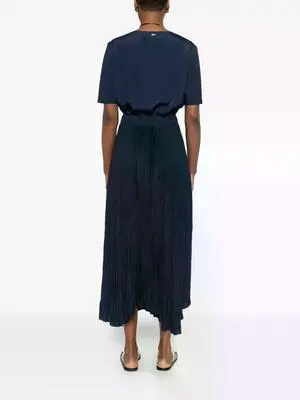 Herno Pleated V-neck Midi Dress