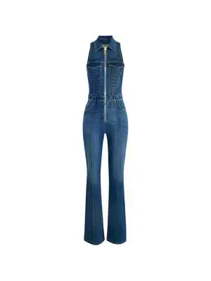 Elisabetta Franchi Sleeveless Denim Jumpsuit - Blue