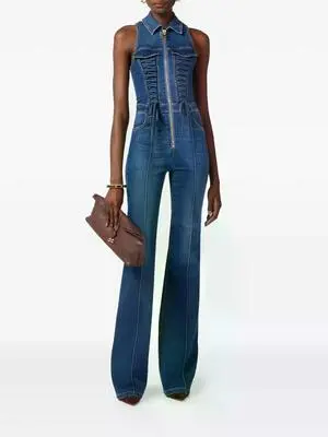 Elisabetta Franchi Sleeveless Denim Jumpsuit - Blue