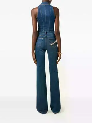 Elisabetta Franchi Sleeveless Denim Jumpsuit - Blue