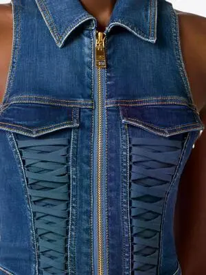 Elisabetta Franchi Sleeveless Denim Jumpsuit - Blue