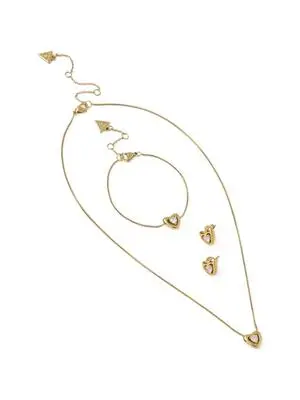 Guess Heart-pendant Necklace Set - Gold