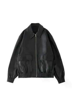 Studio Nicholson Piston Zip-up Leather Jacket