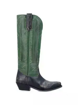 Women's Green Leather Pull-On Boots