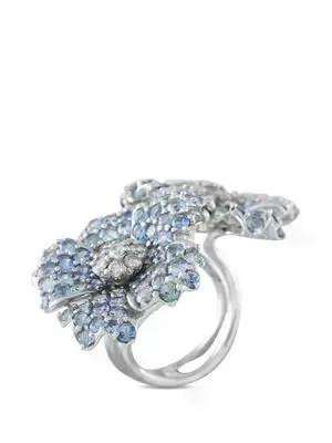 LB EXCLUSIVE Diamond And Sapphire Flower Ring