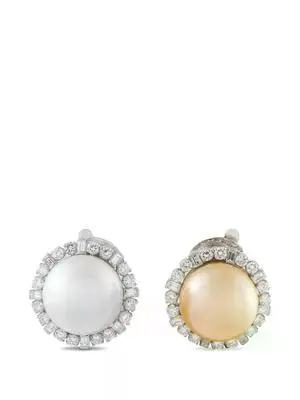 LB EXCLUSIVE Diamond And Pearl Clip-on Earrings - Silver