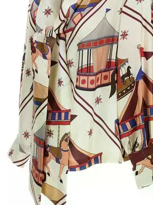 Alberto Biani Printed Silk Blouse With Scarf