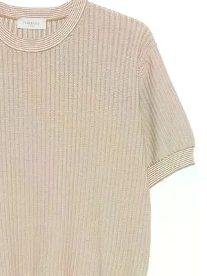 PIACENZA CASHMERE 1733 Short Sleeve Fine Knit Top - Neutrals