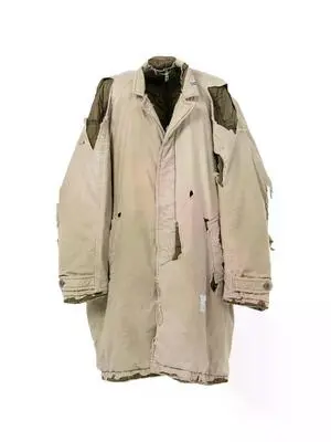 Mihara Yasuhiro Distressed Balmacaan Overcoat