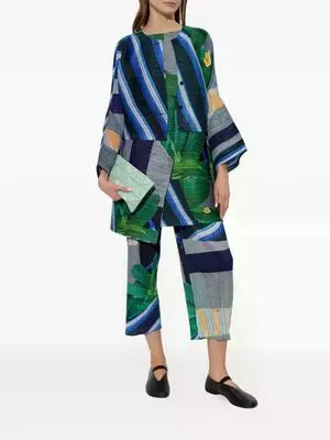 Issey Miyake Striped Pleated Cardigan
