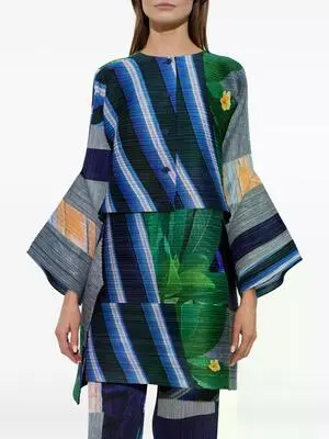 Issey Miyake Striped Pleated Cardigan
