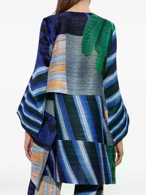 Issey Miyake Striped Pleated Cardigan