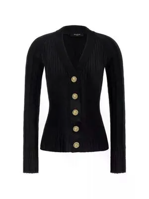 Balmain Buttoned V-neck Cardigan - Black