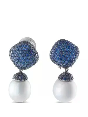 YVEL Sapphire And Pearl Earrings - Silver