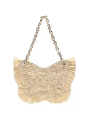 Blumarine Butterfly Raffia Shoulder Bag