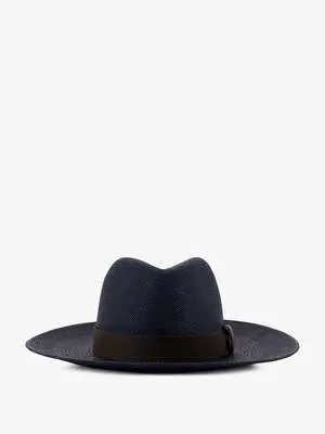 Brunello Cucinelli Raffia Fedora Hat With Monili Detail - Blue