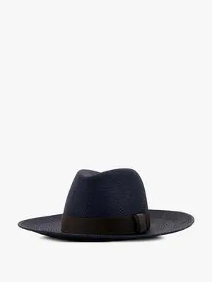 Brunello Cucinelli Raffia Fedora Hat With Monili Detail - Blue