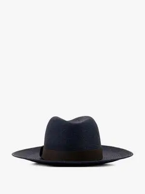 Brunello Cucinelli Raffia Fedora Hat With Monili Detail - Blue