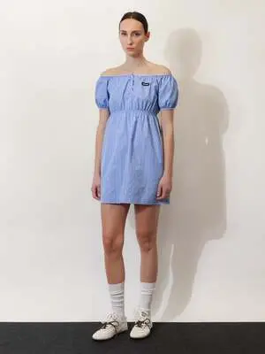 Miu Miu Madras Cotton Mini Dress - Blue