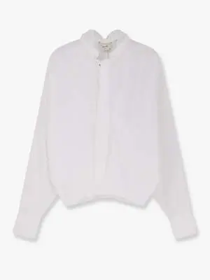 ALYSI Cotton Shirt With Bow Detail - White