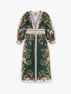 Farm Rio Long Cotton Floral Print Dress