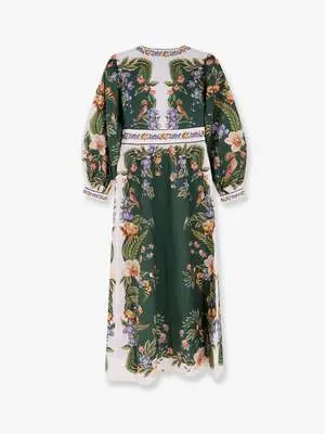 Farm Rio Long Cotton Floral Print Dress