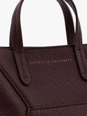 Brunello Cucinelli Leather Top Handle Bag - Brown
