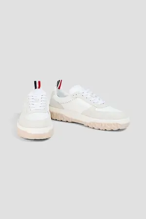 Thom Browne Letterman Leather And Suede Sneakers