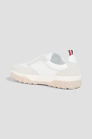 Thom Browne Letterman Leather And Suede Sneakers