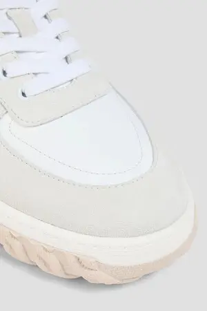 Thom Browne Letterman Leather And Suede Sneakers