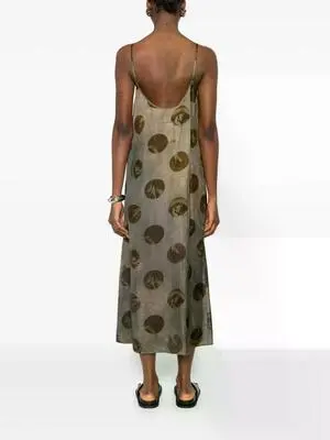 UMA WANG Printed Slip Midi Dress - Grey