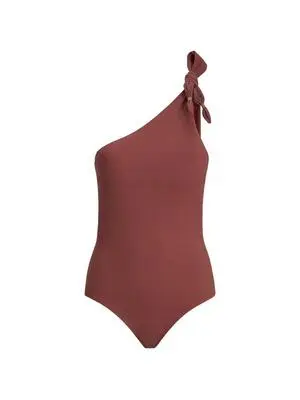 Brunello Cucinelli Knot Monili One-shoulder One-piece Swimsuit - Brown