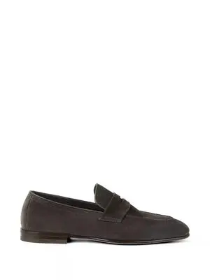 Brunello Cucinelli Suede Soft Penny Loafers - Brown