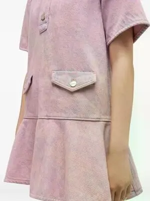 GANNI Cotton Denim Mini Dress With Ruffled Hem
