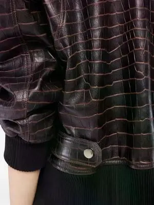 Rabanne Crocodile Effect Leather Bomber Jacket
