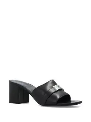 Tory Burch Leather Mules With Silver-tone Hardware - Black