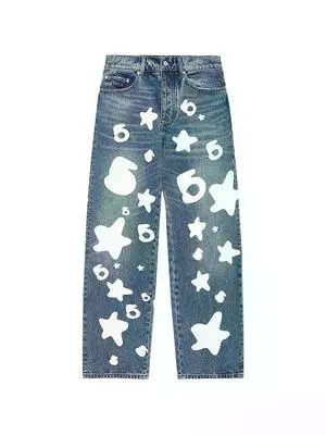 SP5DER Star Print Bootcut Jeans