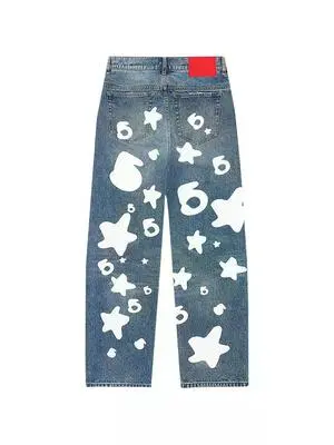 SP5DER Star Print Bootcut Jeans