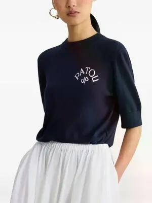 PATOU Bow-detail Short-sleeved Top - Blue