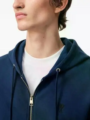 AMI Paris Cotton Loopback Hoodie - Blue