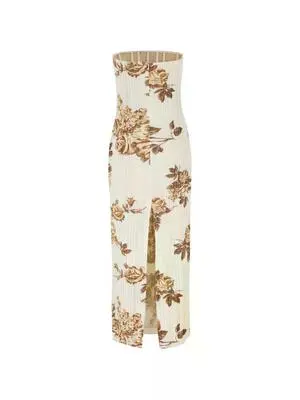 Magda Butrym Floral-print Strapless Midi Dress - Neutrals