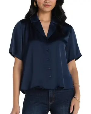 LIVERPOOL Camp Collar Blouse - Dark Navy