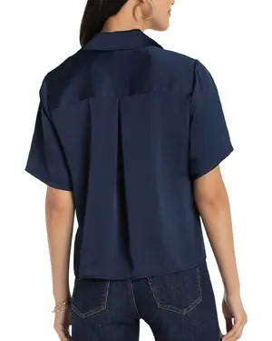 LIVERPOOL Camp Collar Blouse - Dark Navy