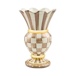 MACKENZIE-CHILDS Check Ceramic Great Vase - Mocha